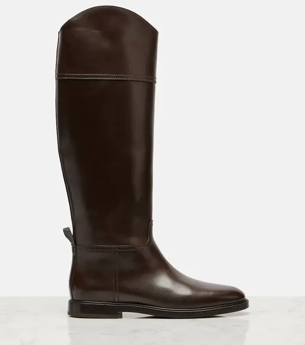 Brunello Cucinelli Monili Leather Knee-high Boots