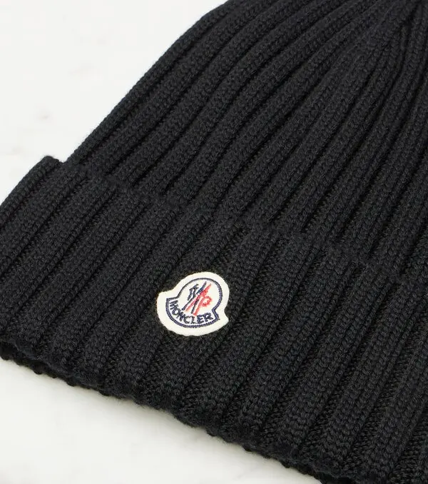 Moncler Logo Ribbed-knit Virgin Wool Beanie