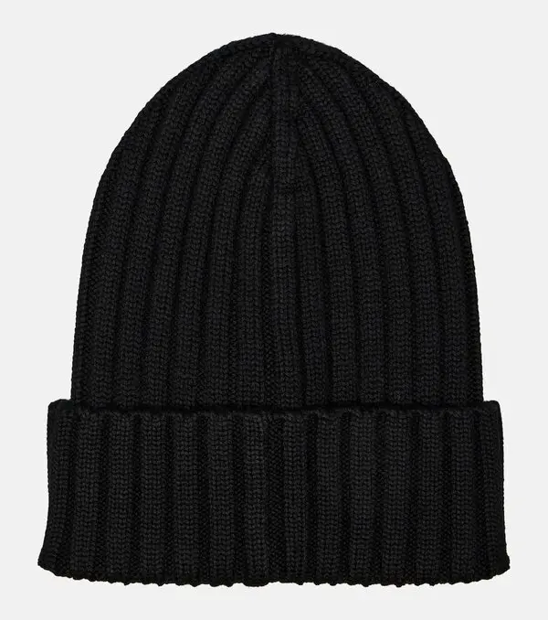 Moncler Logo Ribbed-knit Virgin Wool Beanie