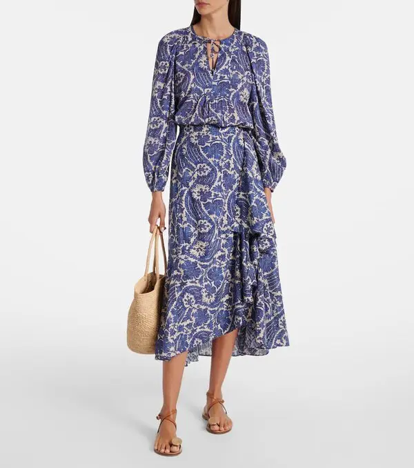 Ulla Johnson Sabina Printed Maxi Skirt - Blue