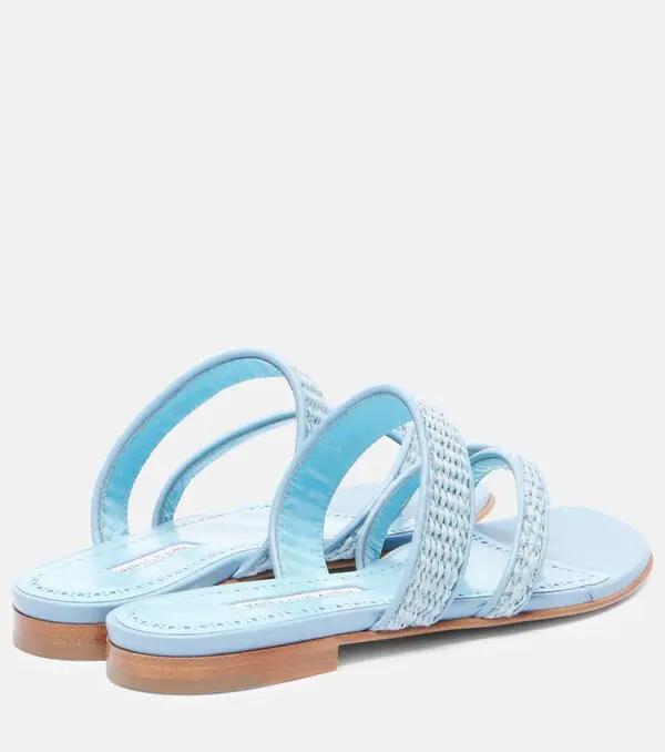 Manolo Blahnik Susara Raffia Thong Sandals