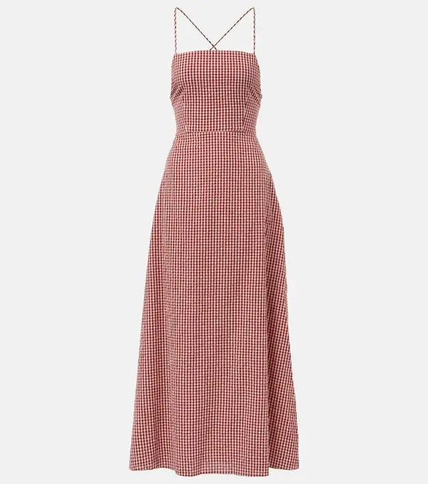 Posse Lori Gingham Cotton Maxi Dress - Red