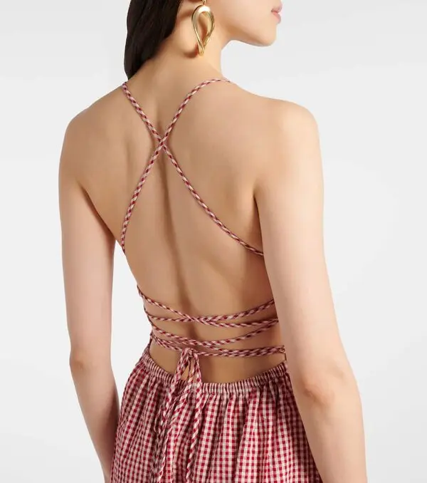 Posse Lori Gingham Cotton Maxi Dress - Red