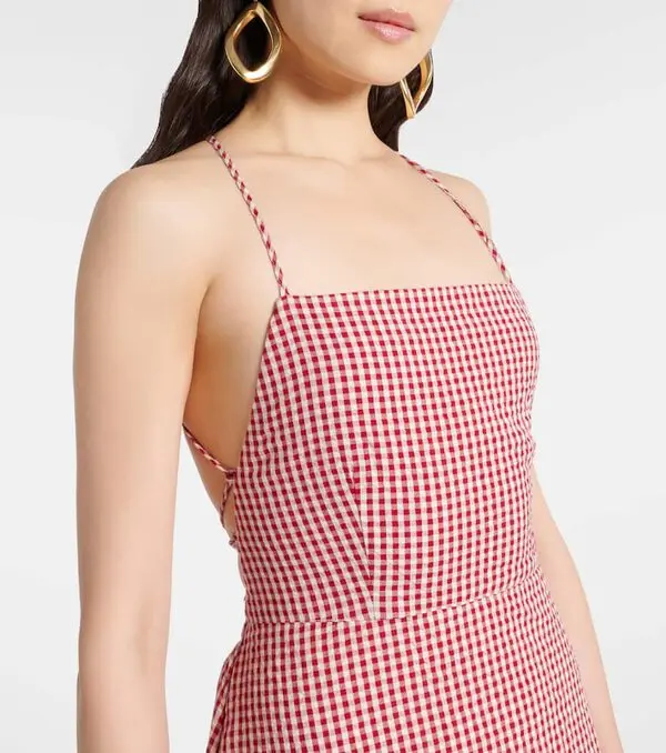 Posse Lori Gingham Cotton Maxi Dress - Red