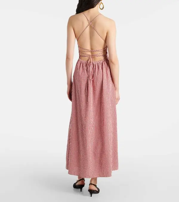 Posse Lori Gingham Cotton Maxi Dress - Red