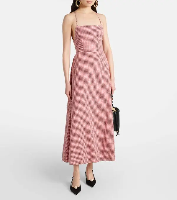 Posse Lori Gingham Cotton Maxi Dress - Red