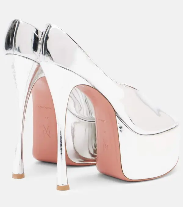 Amina Muaddi Patent Leather Platform Pumps