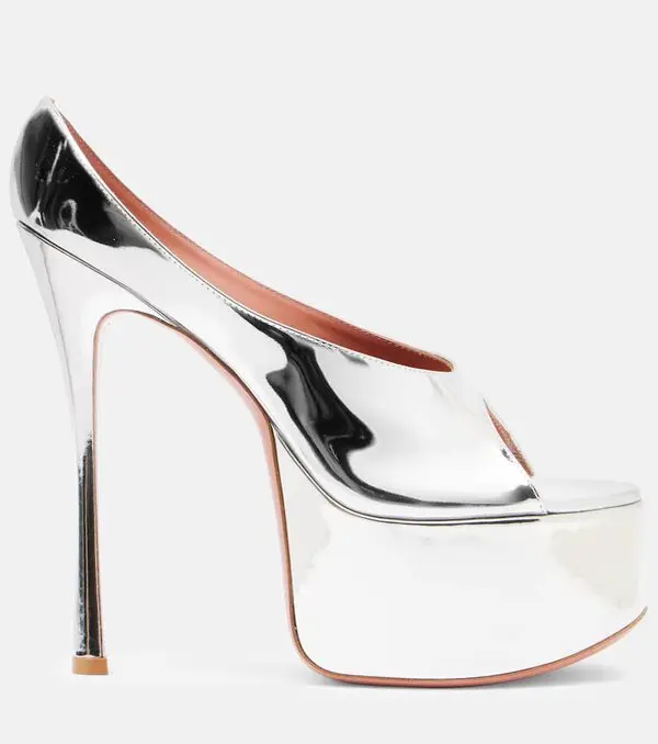 Amina Muaddi Patent Leather Platform Pumps