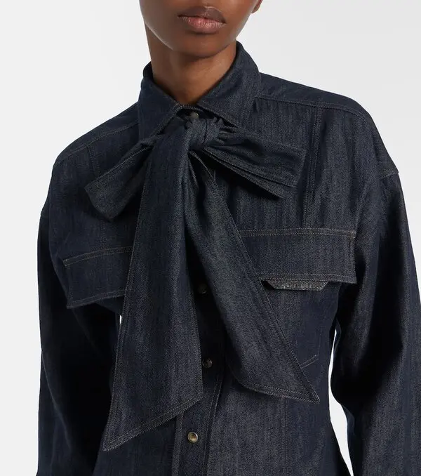 Brunello Cucinelli Bow-tie Cotton Blouse