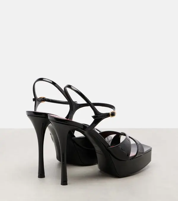 Saint Laurent Debbie 85 Patent Leather Platform Sandals - Black