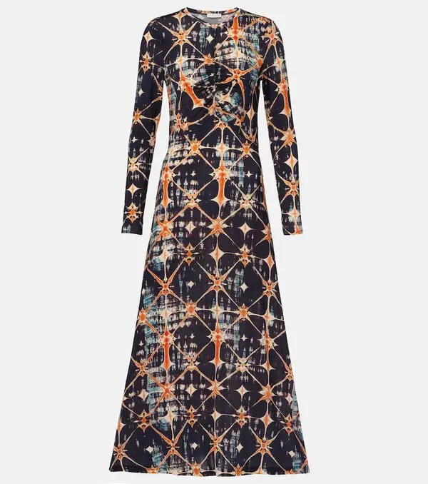 Ulla Johnson Naia Ruched Printed Jersey Midi Dress