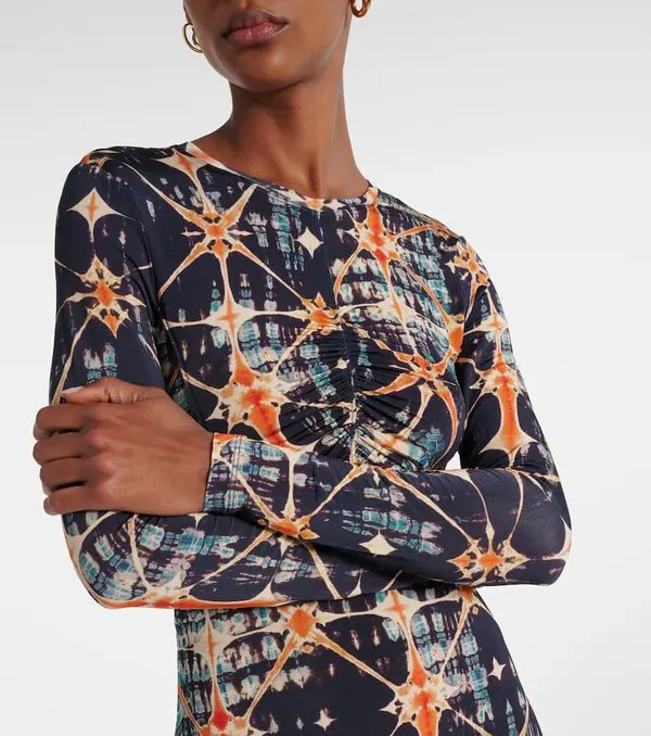Ulla Johnson Naia Ruched Printed Jersey Midi Dress