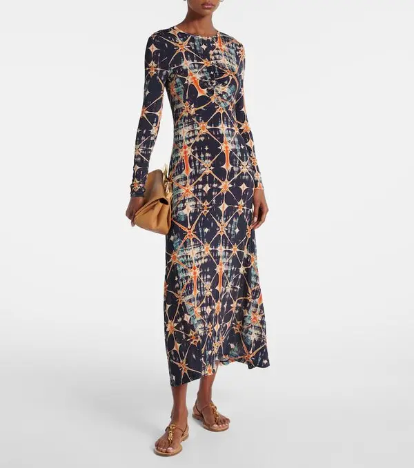 Ulla Johnson Naia Ruched Printed Jersey Midi Dress