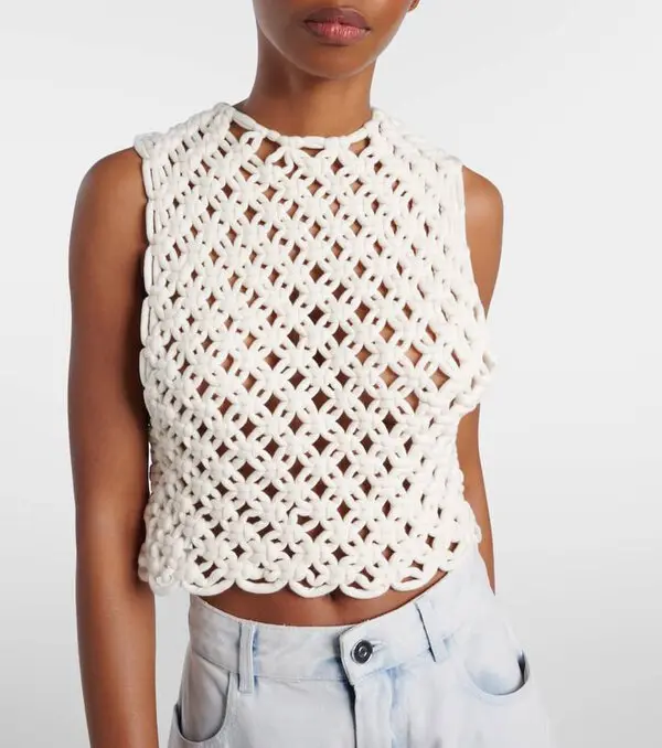 Alaïa Open-knit Cotton-blend Top