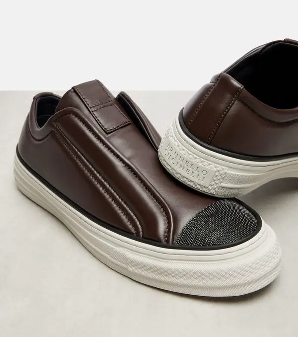 Brunello Cucinelli Monili Leather Sneakers