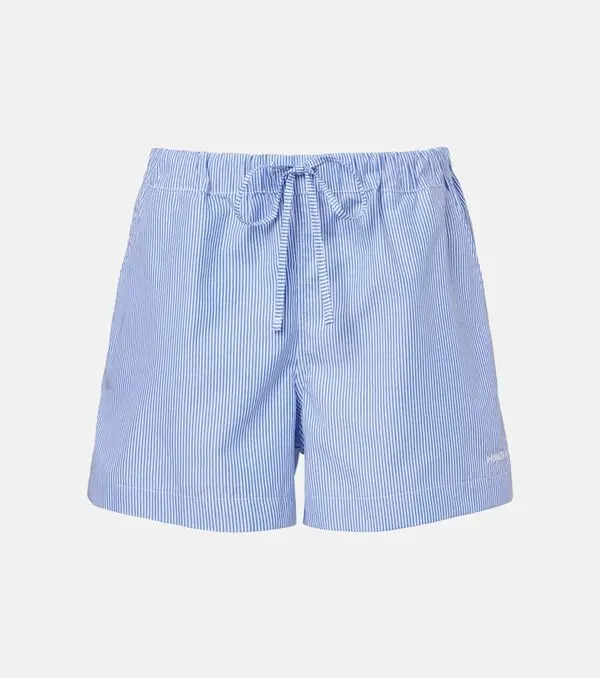 Hunza G Striped Cotton Poplin Shorts - Blue