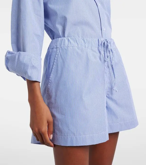 Hunza G Striped Cotton Poplin Shorts - Blue