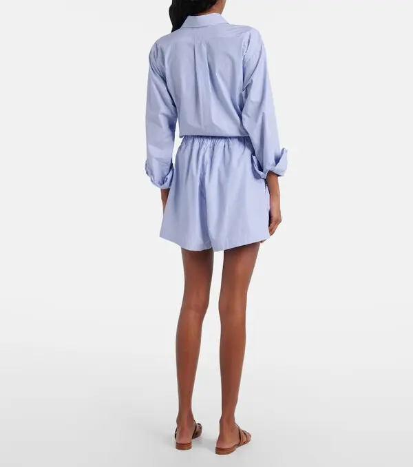 Hunza G Striped Cotton Poplin Shorts - Blue
