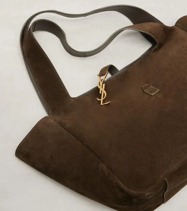 Saint Laurent Le 5 À 7 Besace Suede Tote Bag - Brown