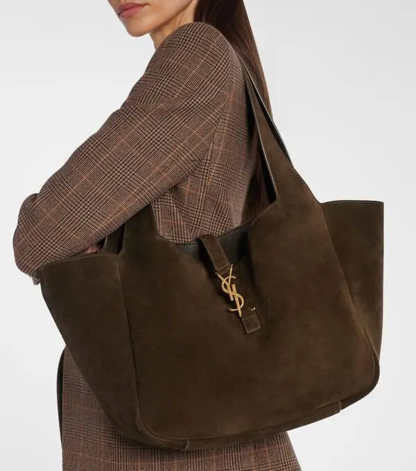 Saint Laurent Le 5 À 7 Besace Suede Tote Bag - Brown