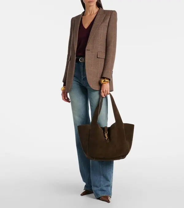 Saint Laurent Le 5 À 7 Besace Suede Tote Bag - Brown