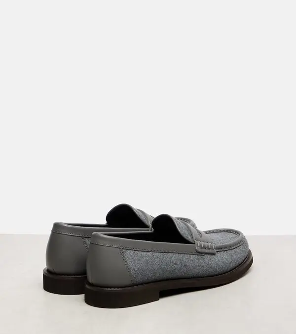 Brunello Cucinelli Monili Leather-trimmed Loafers