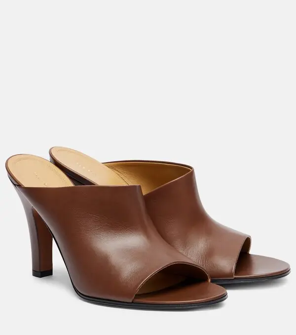 THE ROW Signum 90 Leather Mules - Brown