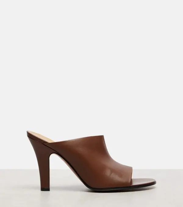 THE ROW Signum 90 Leather Mules - Brown