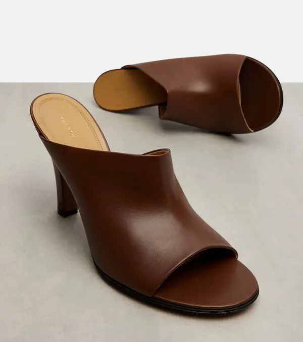 THE ROW Signum 90 Leather Mules - Brown