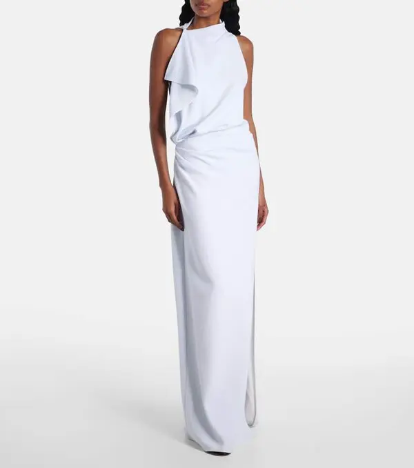 Proenza Schouler Devyn Crepe Draped Maxi Dress - Blue