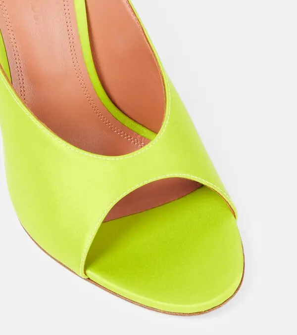 Amina Muaddi Anok 105 Satin Mules - Green