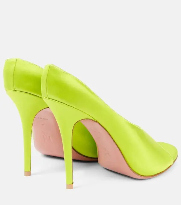 Amina Muaddi Anok 105 Satin Mules - Green