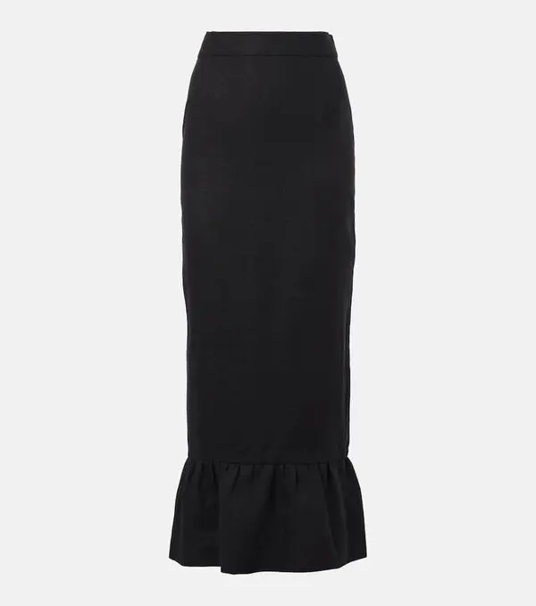 Posse Matilda Tiered Linen Pencil Skirt - Black