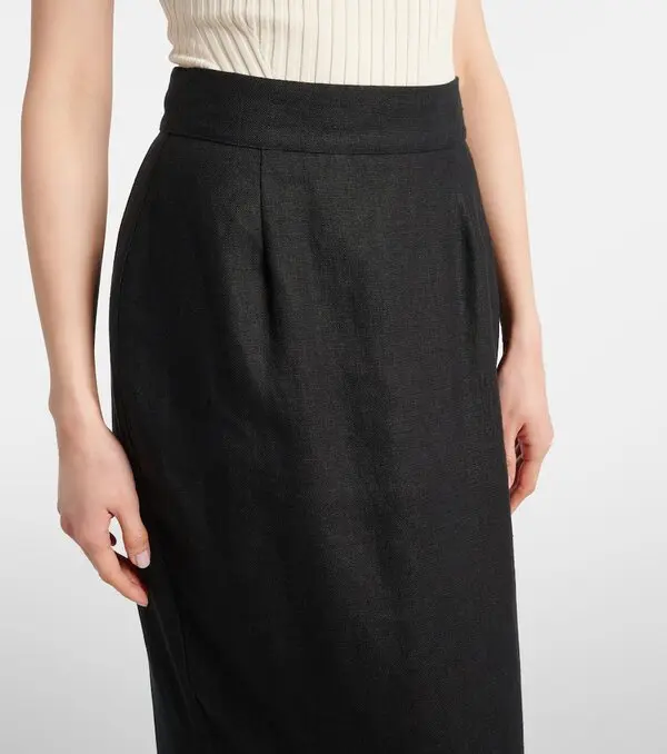Posse Matilda Tiered Linen Pencil Skirt - Black
