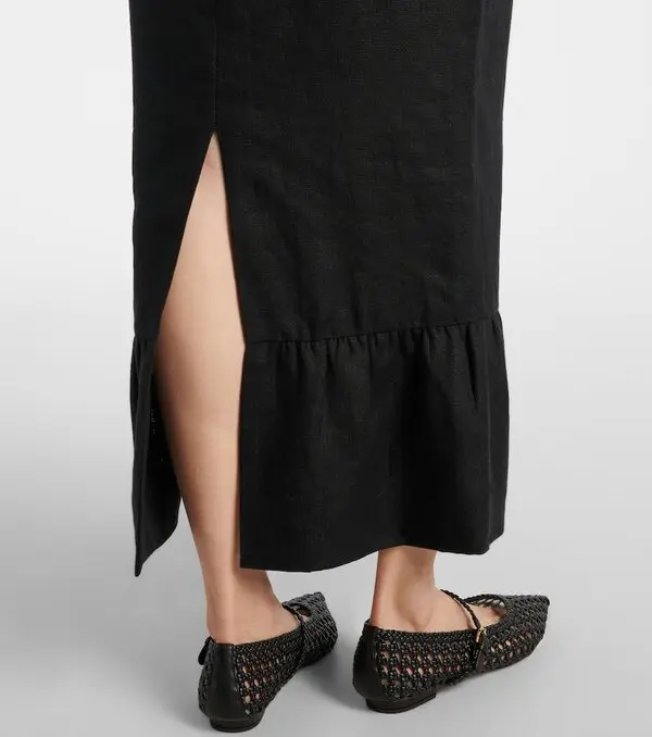 Posse Matilda Tiered Linen Pencil Skirt - Black