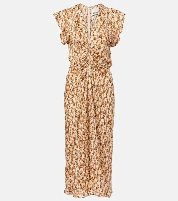 Isabel Marant Étoile Lyndsay Gathered Jacquard Midi Dress - Multicoloured