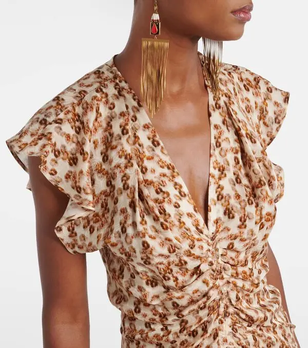 Isabel Marant Étoile Lyndsay Gathered Jacquard Midi Dress - Multicoloured