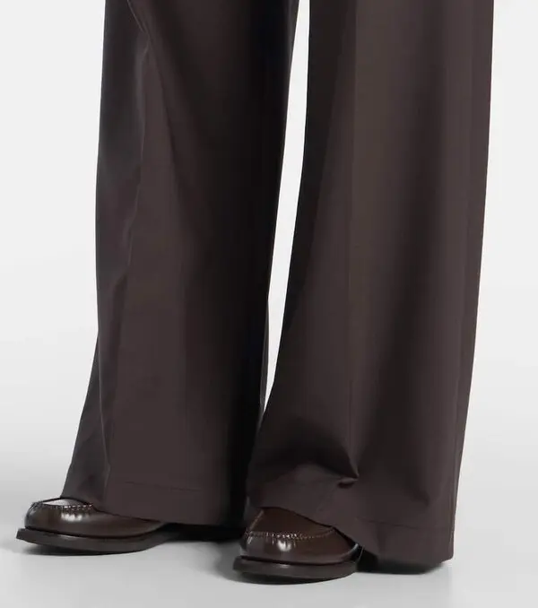 Brunello Cucinelli Wool-blend Wide-leg Pants - Brown