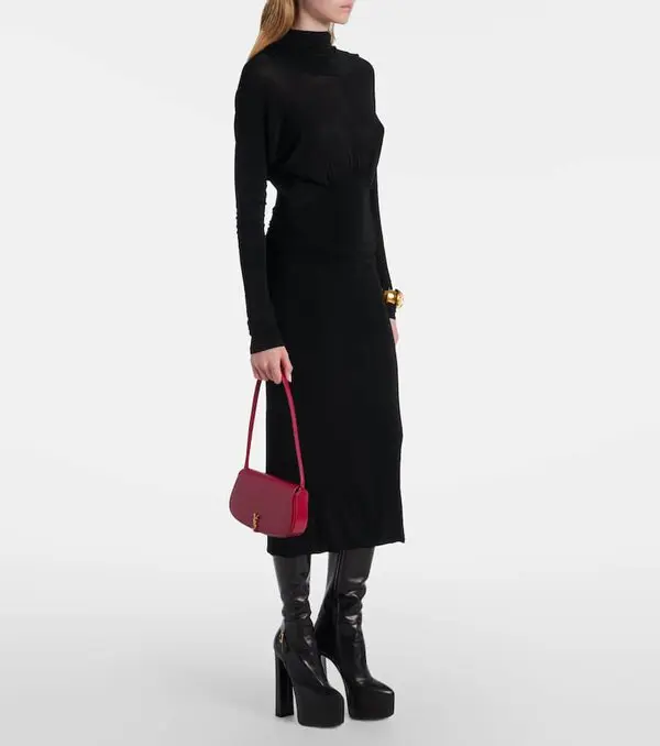 Saint Laurent Nico Leather Platform Knee-high Boots