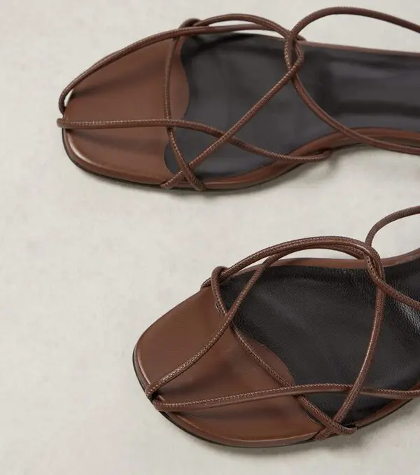 Khaite Loulou Leather Sandals - Brown