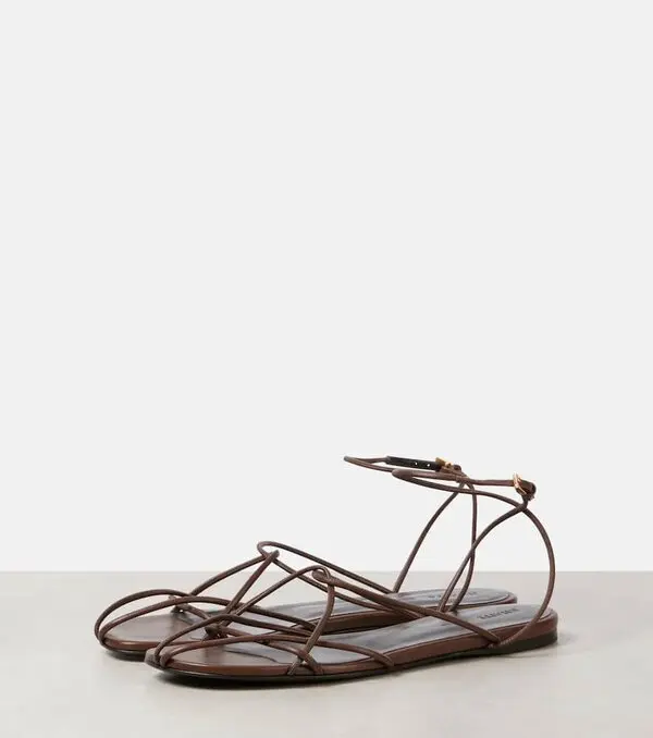 Khaite Loulou Leather Sandals - Brown