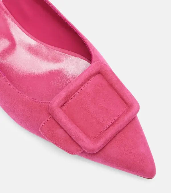Manolo Blahnik Maylura Suede Slingback Flats - Pink