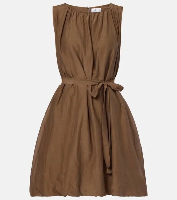 Velvet By Graham & Spencer Margot Cotton And Silk Voile Minidress - Brown