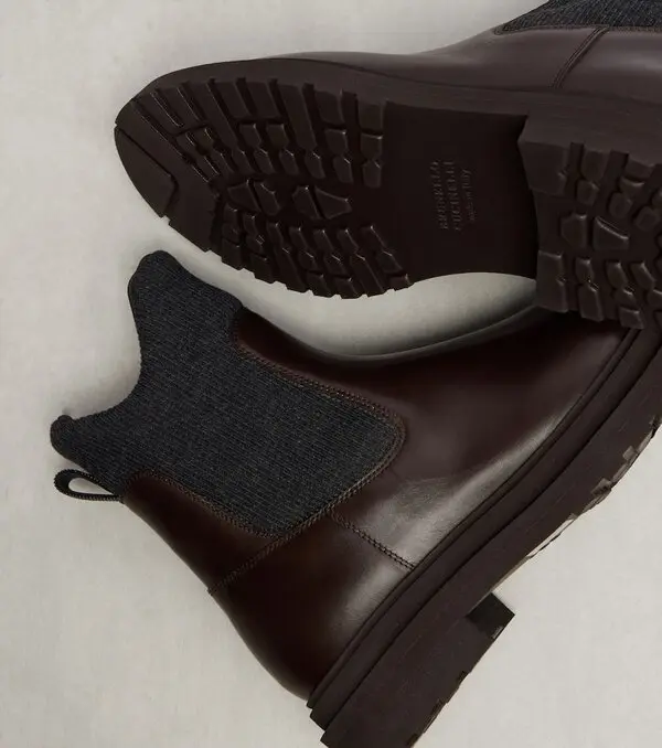 Brunello Cucinelli Leather Sock Boots