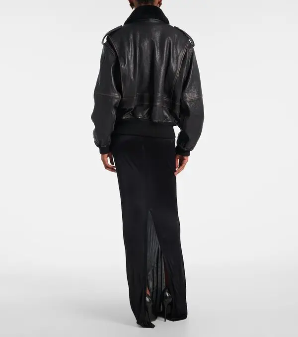 Saint Laurent Shearling-trimmed Leather Jacket