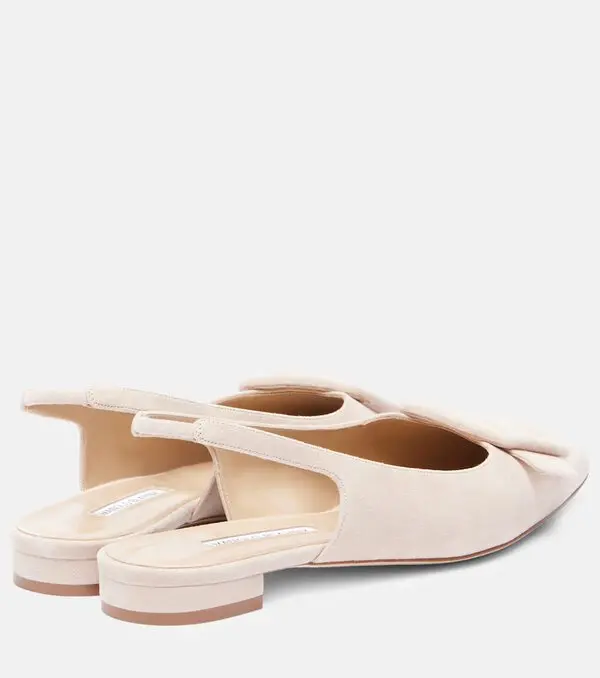 Manolo Blahnik Maylura Slingback Flats - Beige