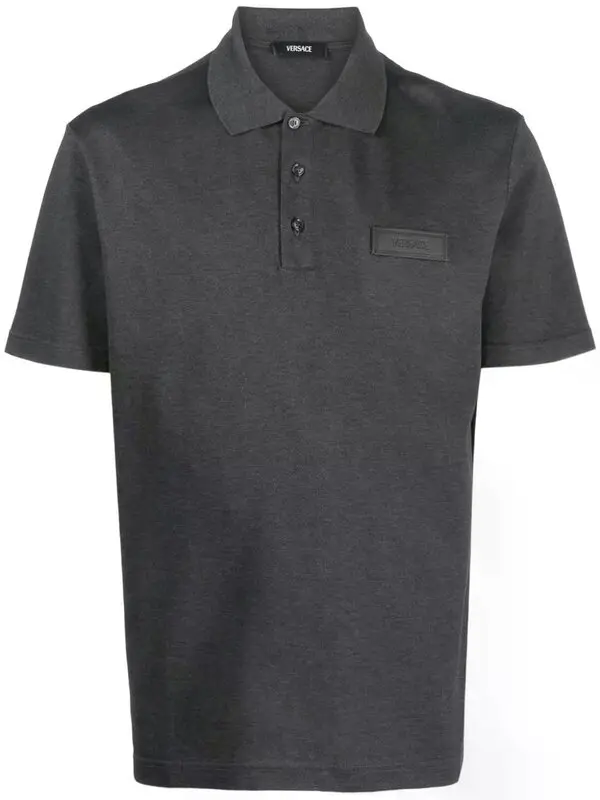 Versace Logo-patch Cotton Polo Shirt