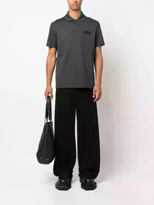 Versace Logo-patch Cotton Polo Shirt