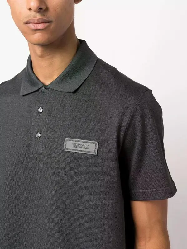 Versace Logo-patch Cotton Polo Shirt