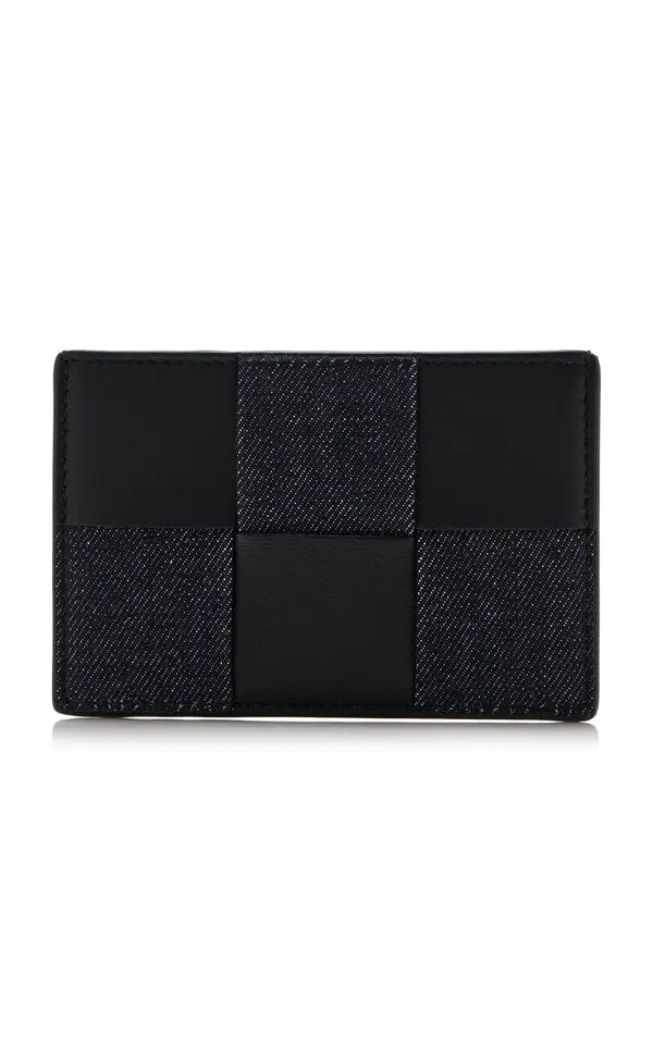 Bottega Veneta Cassette Leather And Denim Cardholder - Black